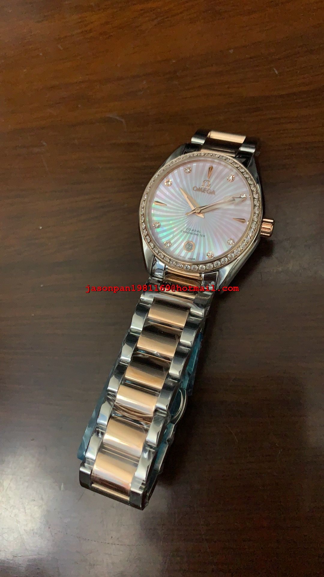 Jason Watch Shop——Omega Lady Two Tone Pink Face Diamond Bezel Quartz